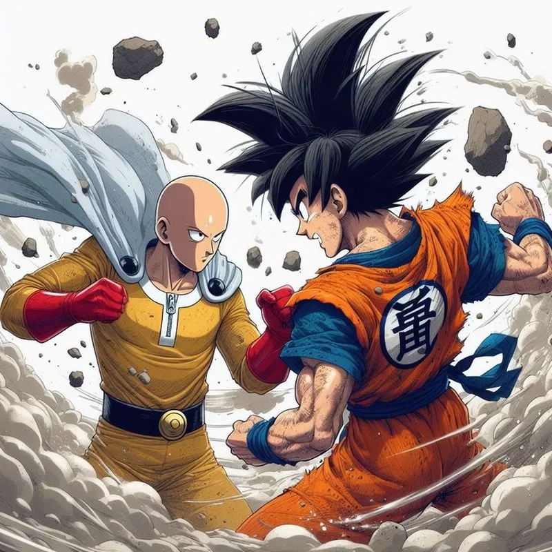 Ảnh Son Goku và nhân vật khác thể hiện sức mạnh vượt trội
